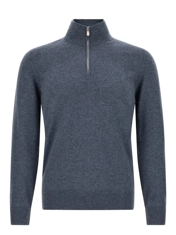 Brunello Cucinelli Cashmere Half-zip Sweater - Blue