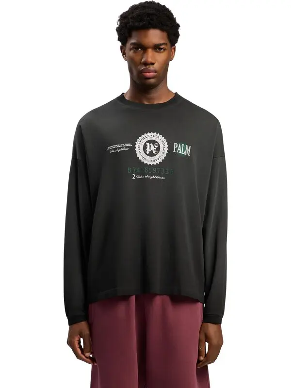 Palm Angels Dollar Graphic Long Sleeve T-shirt - Black