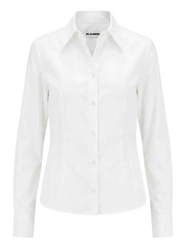 JIL SANDER Cotton Long Sleeve Button Up Shirt - Multicolor