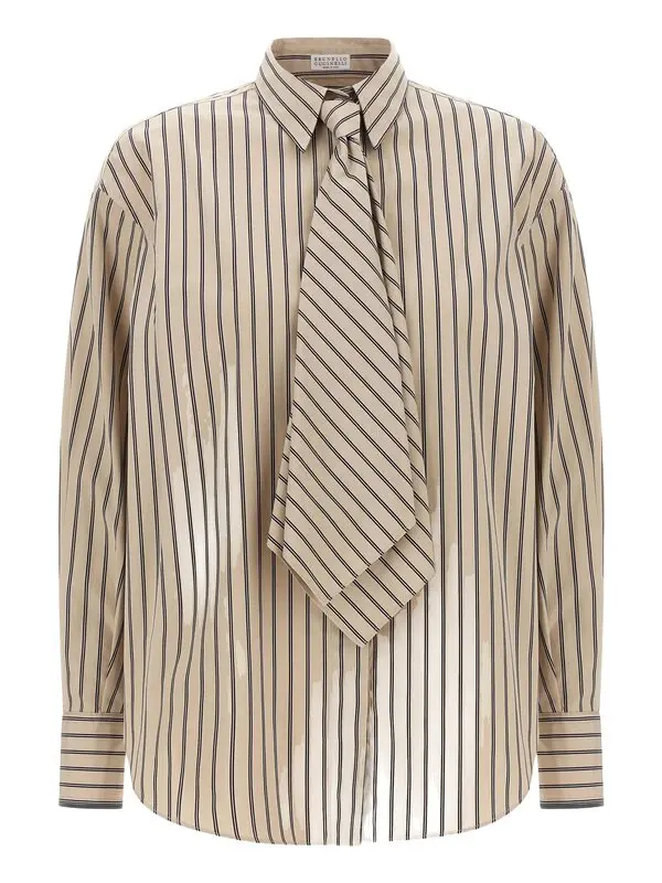 Brunello Cucinelli Shirt With Tie - Cream