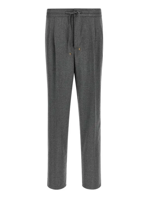 Brunello Cucinelli Wool Flannel Pants - Gray
