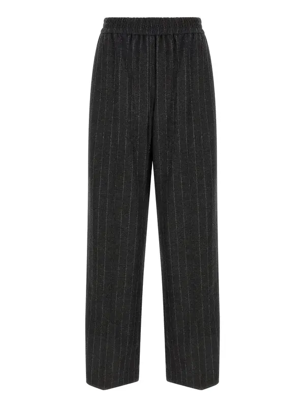 Brunello Cucinelli Micro Sequin Pinstripe Trousers - Gray