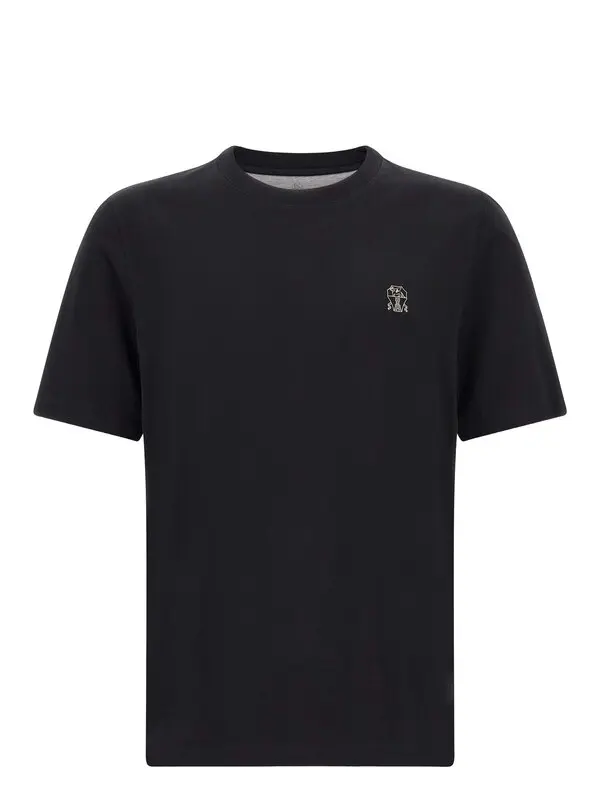 Brunello Cucinelli Logo Embroidery T-shirt - Black