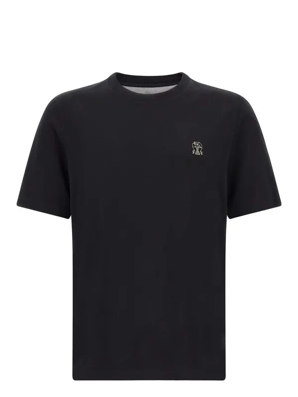 Brunello Cucinelli Logo Embroidery T-shirt - Black