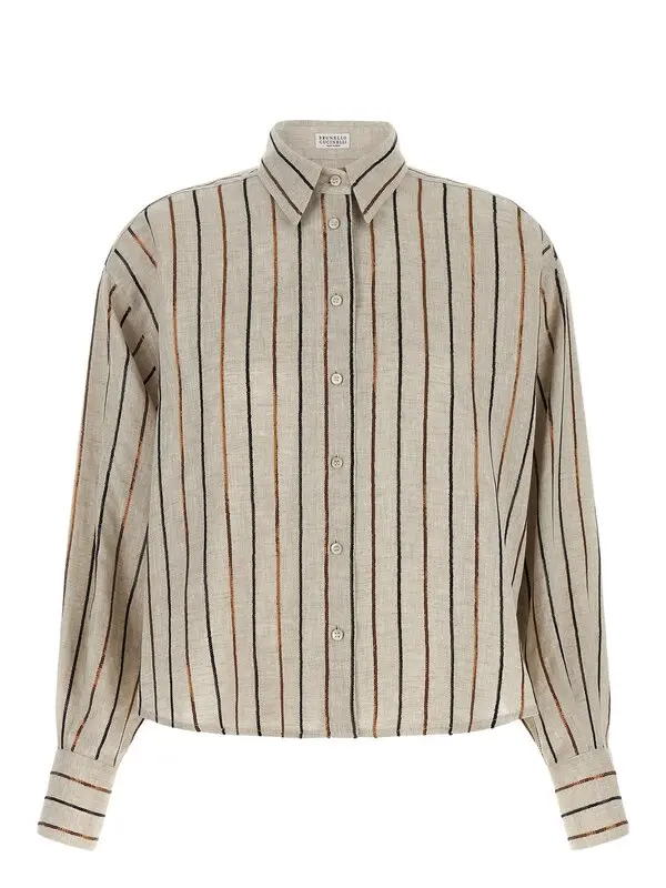 Brunello Cucinelli Sparkling Stripes' Shirt - Cream