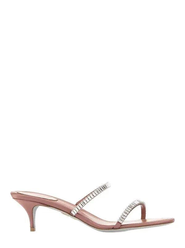 Rene Caovilla Antiqued Satin Spark Mules - Pink