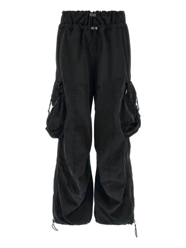 Attico Cotton Canvas Cargo Pants - Black