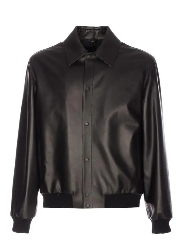 Fendi Maxi Lettering Leather Jacket - Black