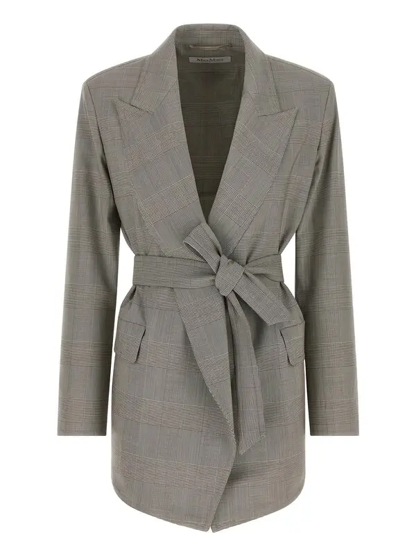 Max Mara Mxmnasello Wool Prince Of Wales Blazer - Gray