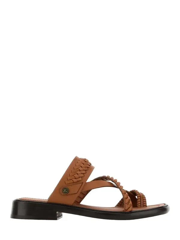 Burberry Leather Thong Slippers - Brown