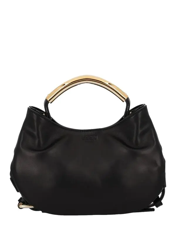 Moschino Handle Me Leather Handbag - Black