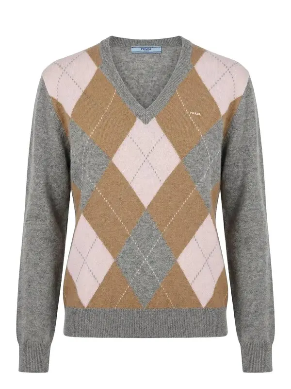 Prada Cashmere Argyle Sweater - Multicolor