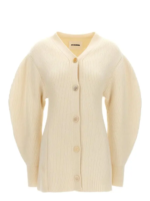 JIL SANDER Ribbed Cardigan - White