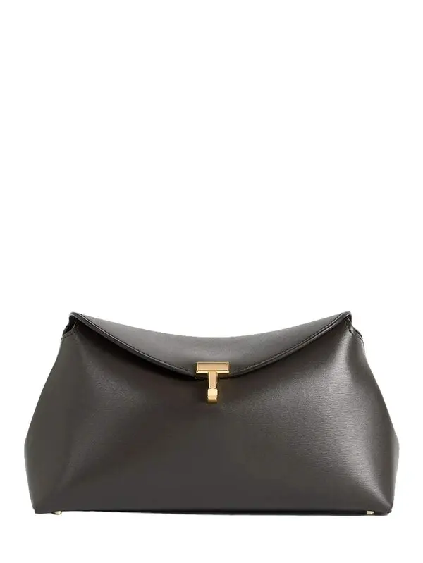TOTEME T-lock Leather Clutch Bag - Brown