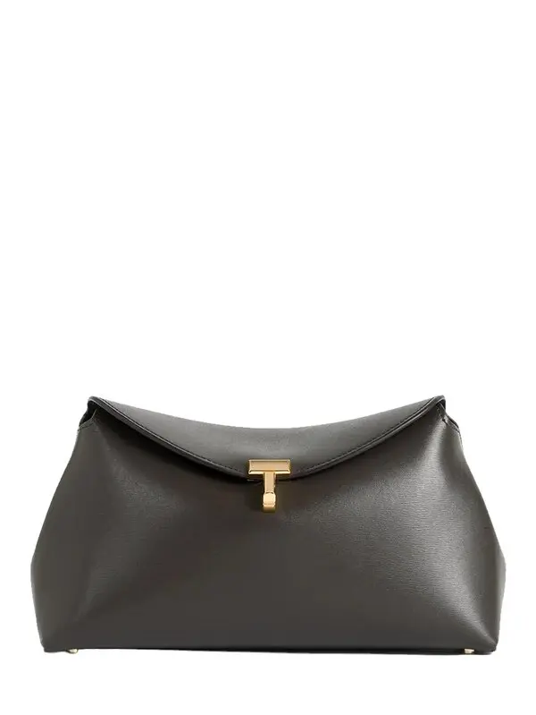 TOTEME T-lock Leather Clutch Bag - Brown