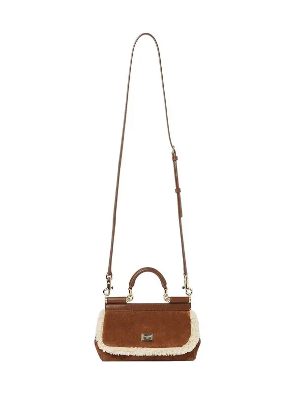 Dolce & Gabbana Sicily Suede Small Handbag - Brown