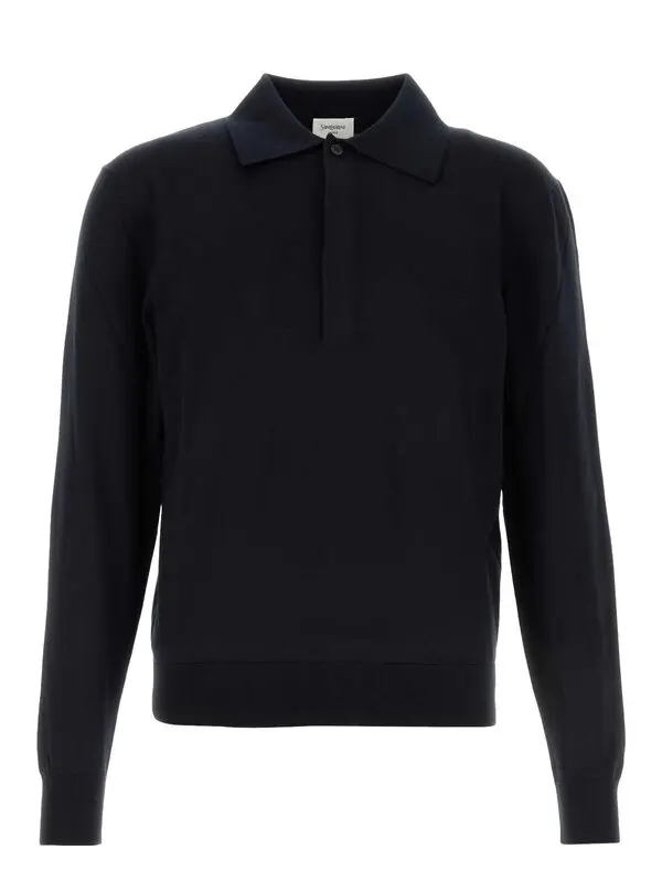 Saint Laurent Midnight Silk Blend Polo Shirt - Blue