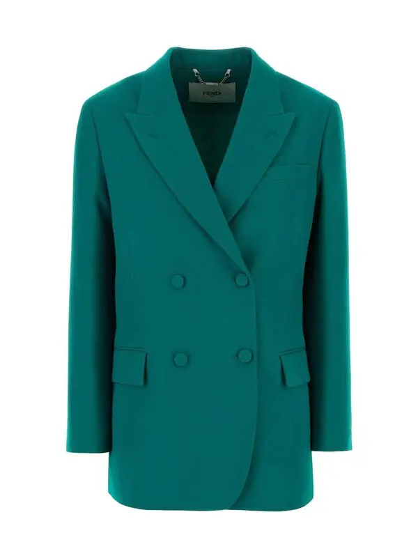 Fendi Turquoise Grain De Poudre Blazer - Blue