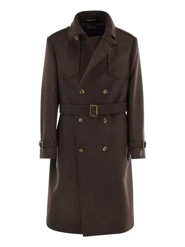 Brunello Cucinelli Wool Trench Coat - Brown