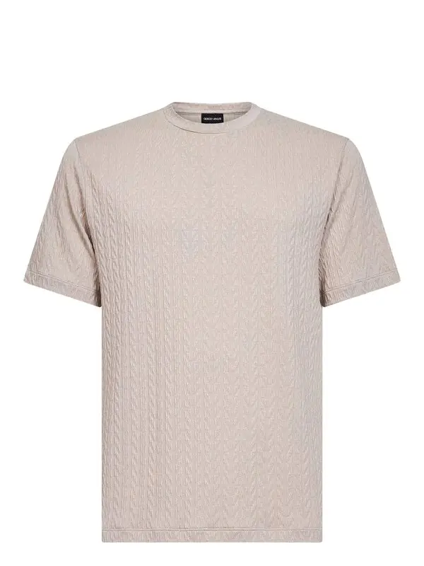 Giorgio Armani Beige Asv Embossed Viscose Blend T-shirt - Multicolor