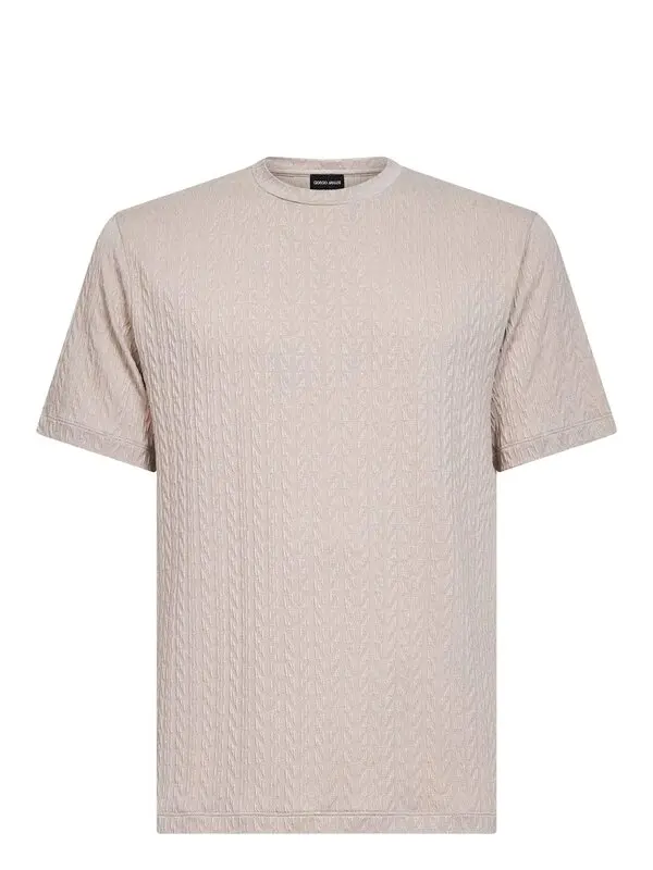 Giorgio Armani Beige Asv Embossed Viscose Blend T-shirt - Multicolor