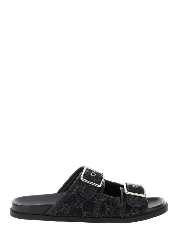 Gucci Gg Denim Slides - Black