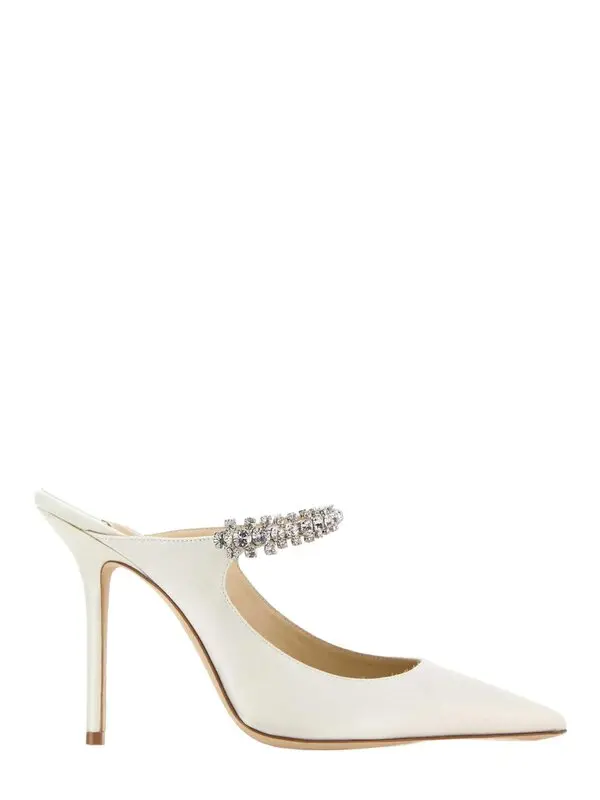 JIMMY CHOO Satin Bing 100 Mules - White