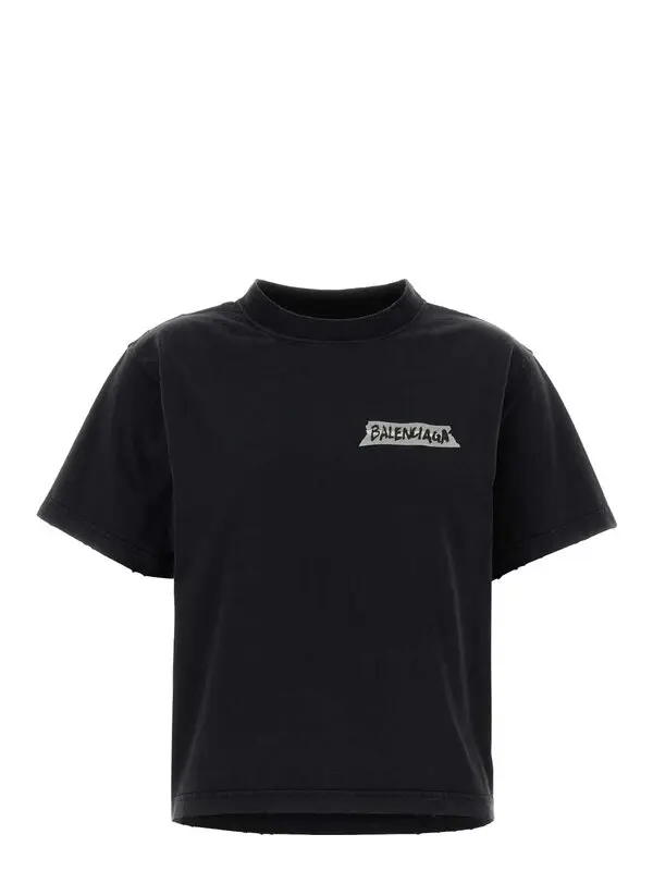 Balenciaga Cotton Short Sleeve T-shirt - Black
