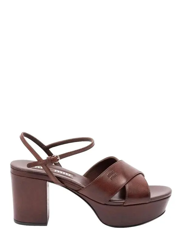 Miu Miu Calf Leather Platform Sandals - Multicolor
