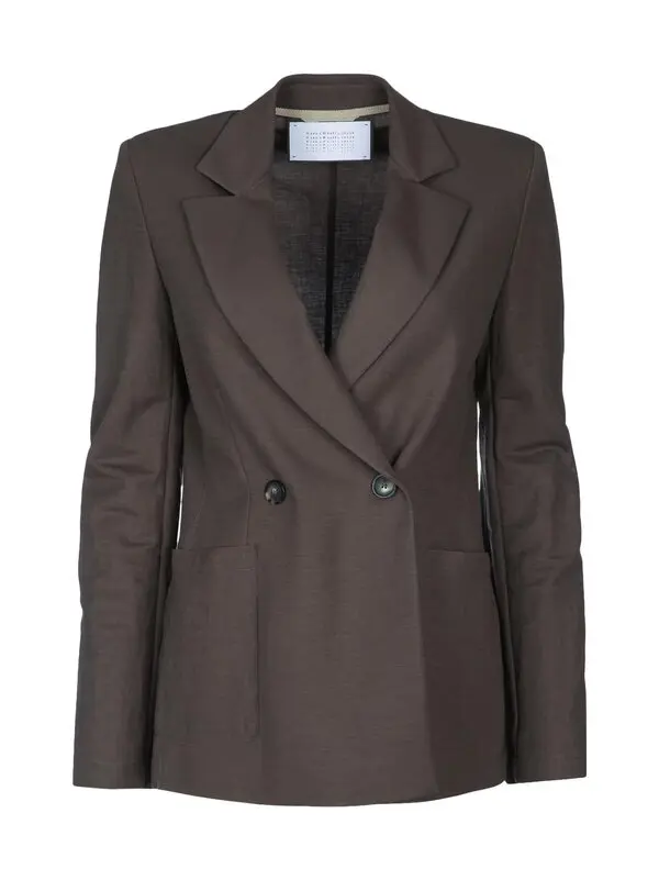 Harris Wharf London Double-breasted Rayon Blazer With Shoulder Pads - Multicolor