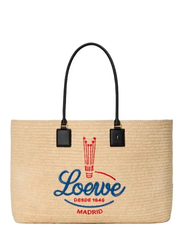 Loewe Verano` Extra Large Raffia Tote - Multicolor