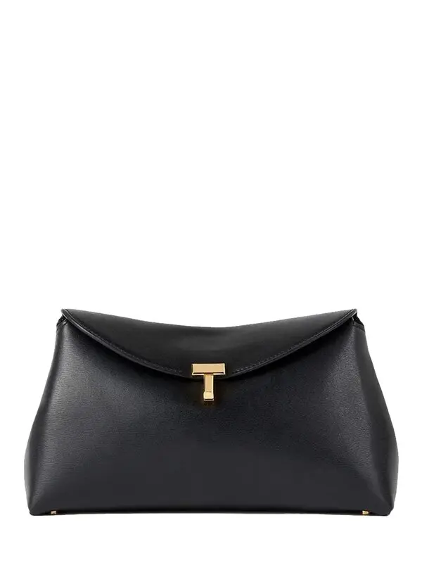 TOTEME T-lock Leather Clutch Bag - Black