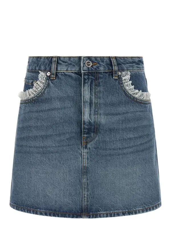 GANNI Denim And Lace Mini Skirt - Blue