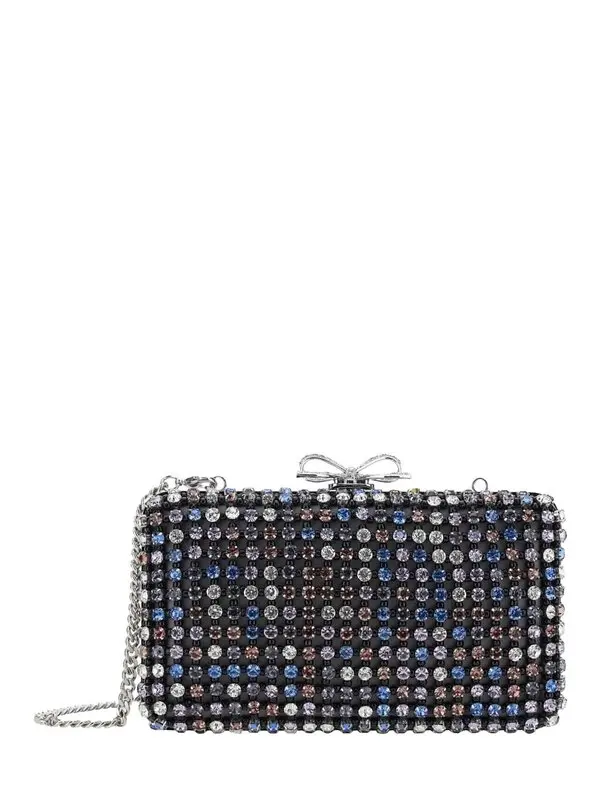 SELF-PORTRAIT Clutch With Crystal Decoration And Snap Closure With Tech Fabric Bow For - Multicolor