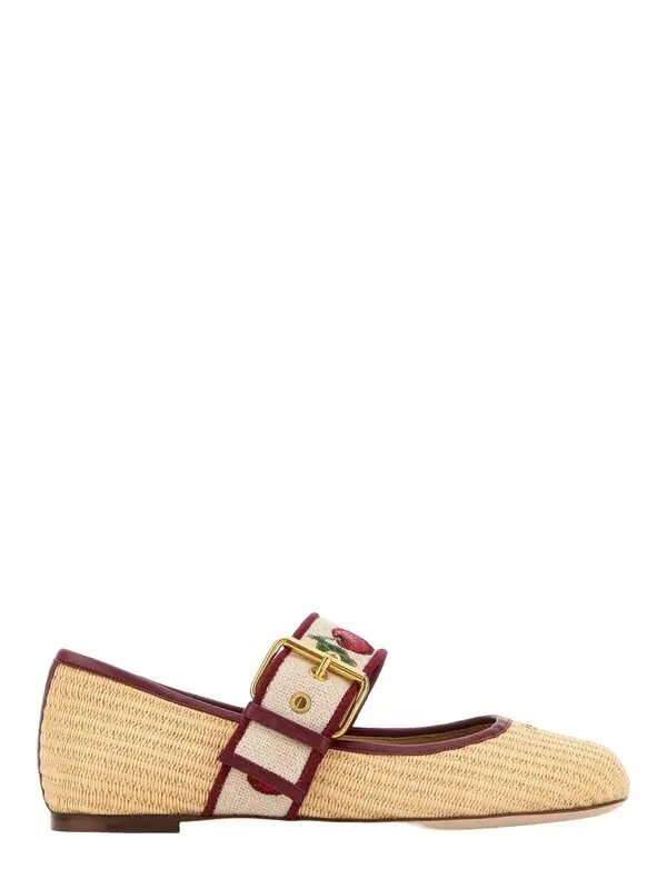 Valentino Garavani Raffia Bribri Ballerinas - Brown