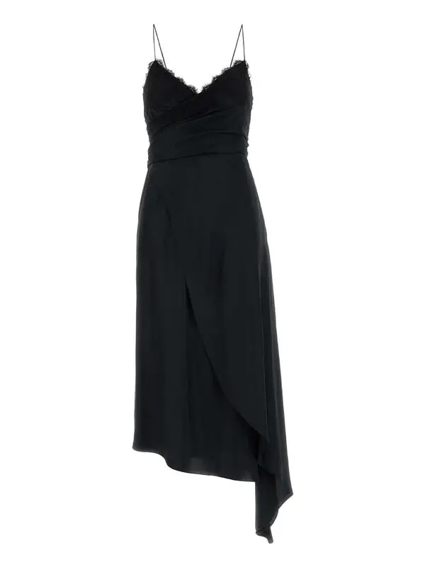 Moschino Satin Lace-trimmed Dress - Black