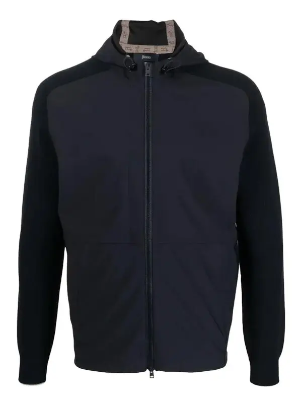 Herno Knit-sleeve Hooded Jacket - Blue