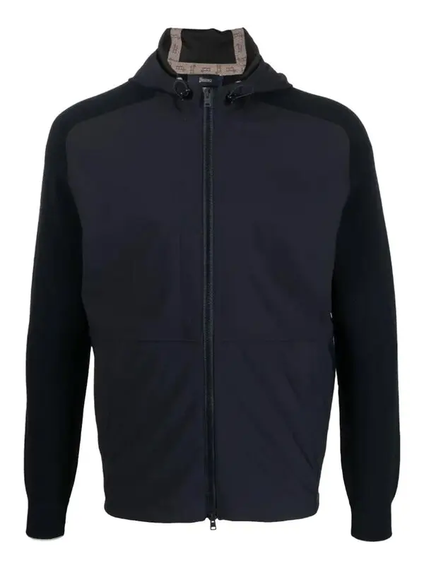 Herno Knit-sleeve Hooded Jacket - Blue