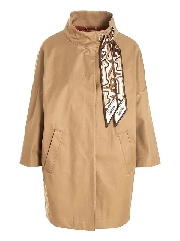 Herno Scarf Detailed Trench Coat - Brown