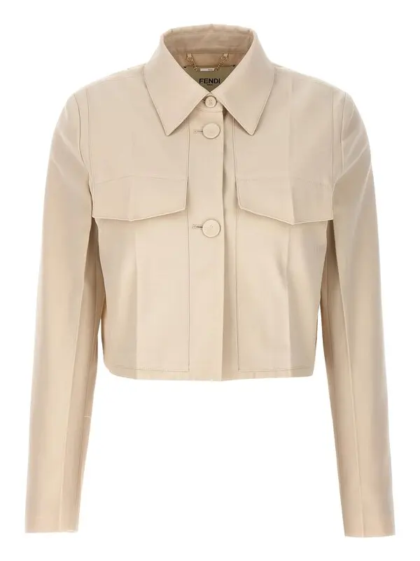 Fendi Tailored Crop Jacket - Cream