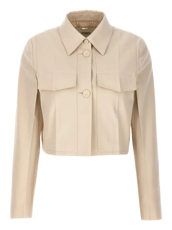 Fendi Tailored Crop Jacket - Cream