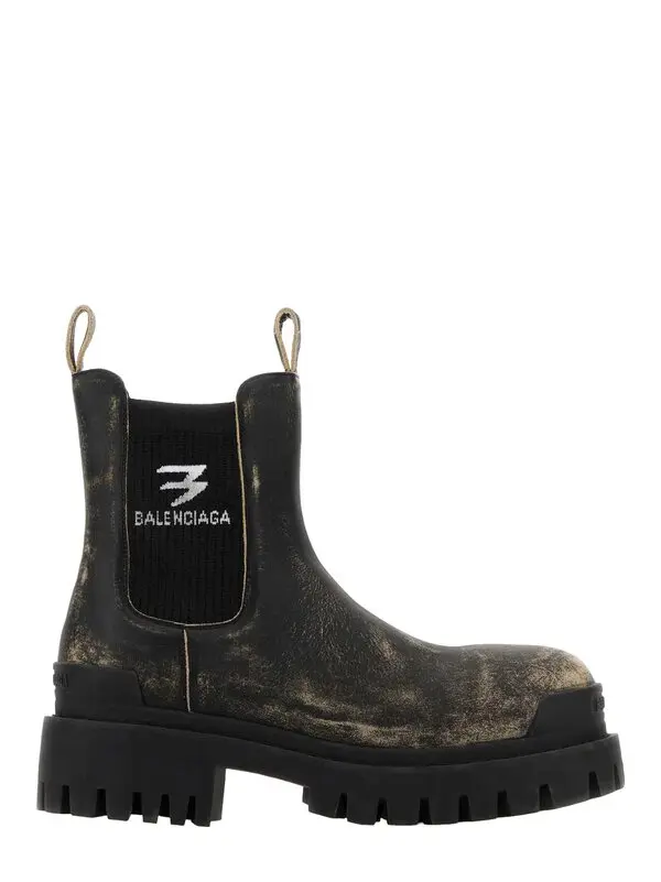 Balenciaga Leather Strike Chelsea Ankle Boots - Black