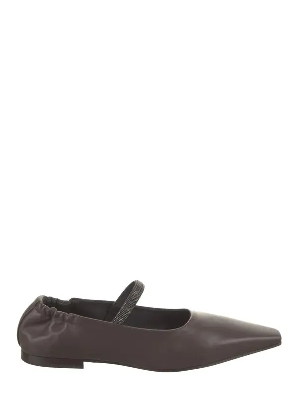 Brunello Cucinelli Leather Mary Jane Flats - Brown