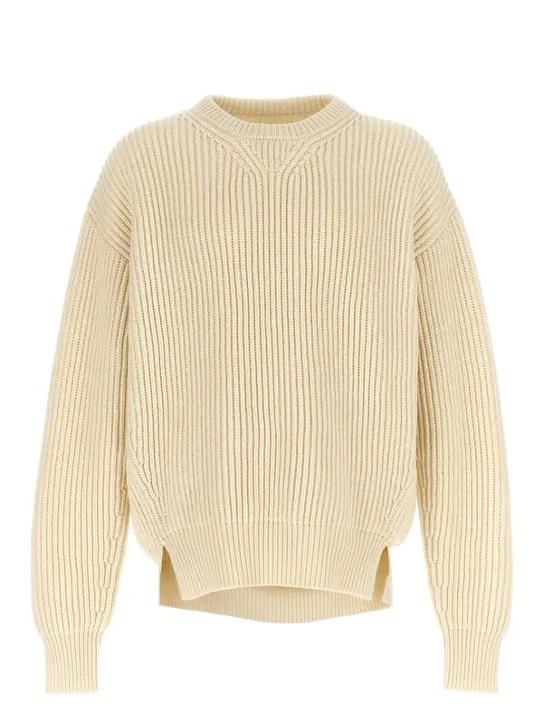 JIL SANDER Chunky English Rib Wool Sweater - White