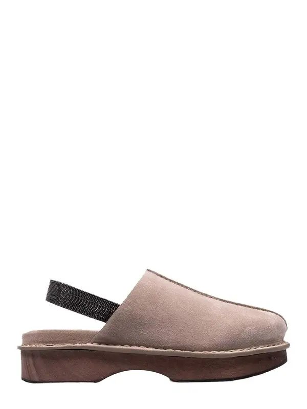 Brunello Cucinelli Suede Clogs Mules - Brown