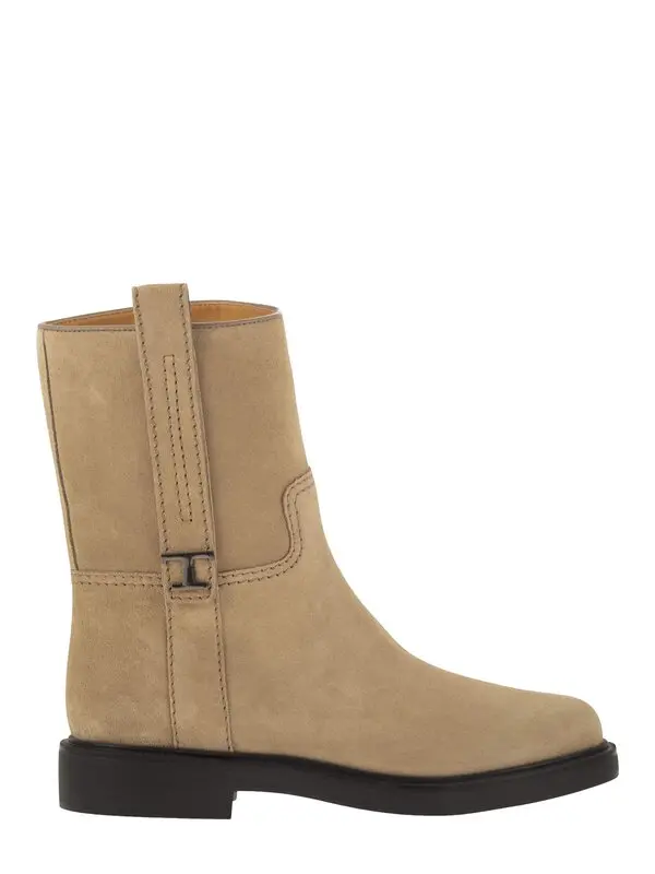 TOD'S Suede Ankle Boot - Cream