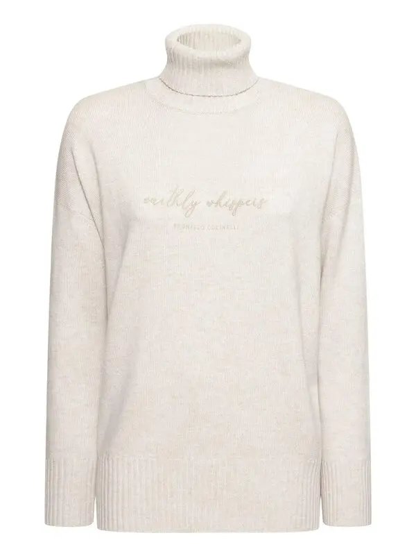 Brunello Cucinelli Wool Blend Turtleneck Sweater - Cream