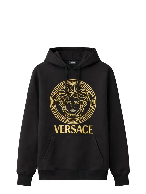 Versace Gold Medusa Logo Hoodie - Black