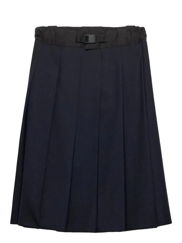 Prada Wool Pleated Midi Skirt - Multicolor