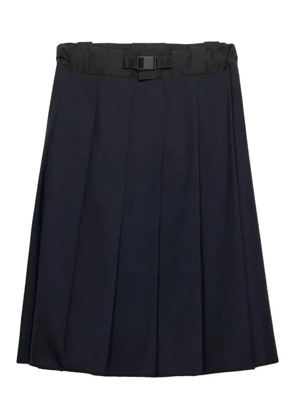 Prada Wool Pleated Midi Skirt - Multicolor